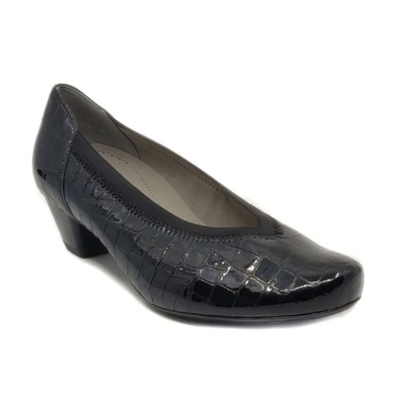 Ara | Shoes | Ara Bricen Black Patent Croc Comfort Pumps Shoes Womens ...